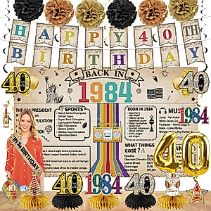 40th Birthday Decorations for Women, Yatufom 21Pcs Back in 1984 Birthday Party Supplies, Happy 40th Birthday Banner Forty Birthday Decorations