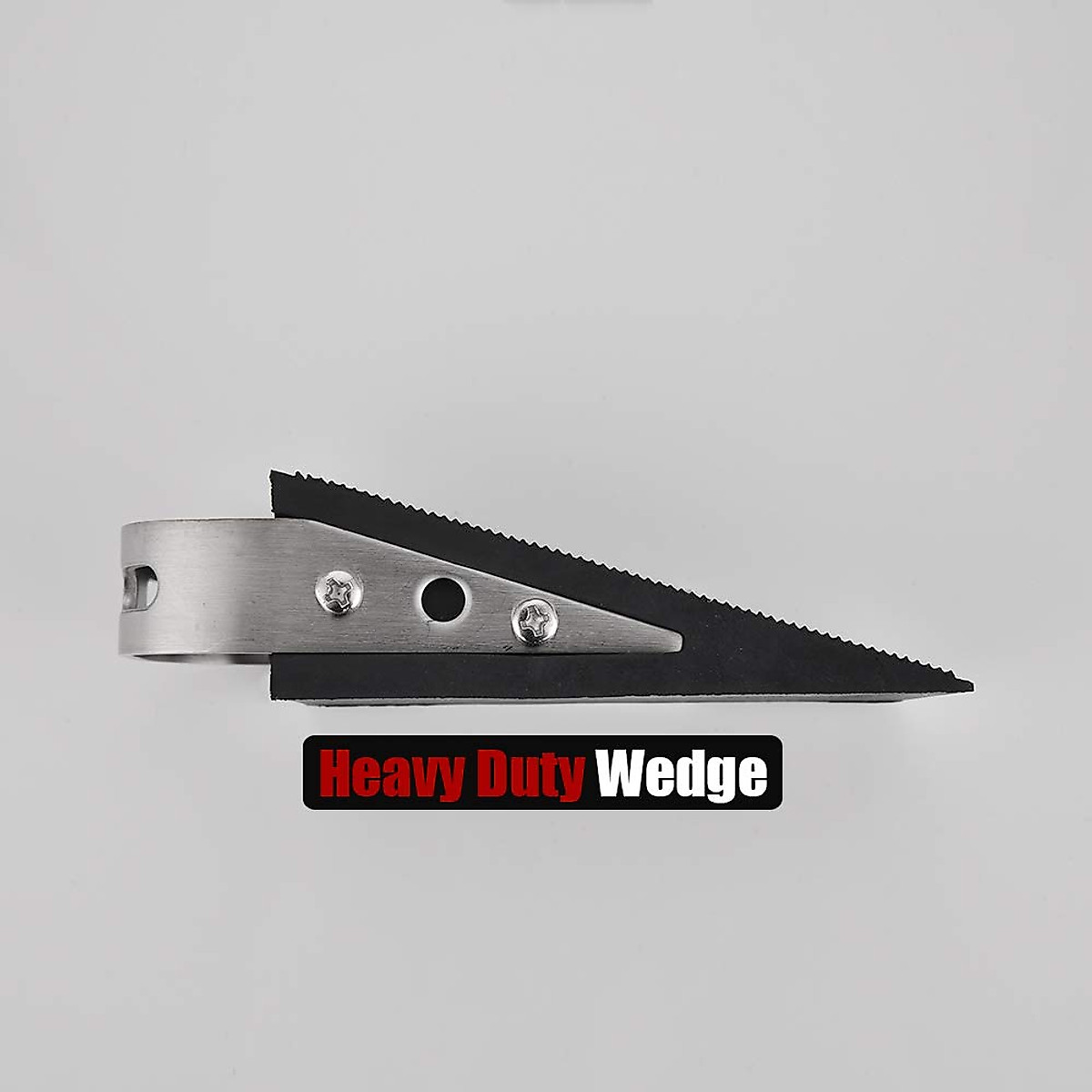 JQK Heavy Duty Door Stopper Rubber Wedge, 304 Stainless Steel Security Door Stops Works On All Floor Types, Brushed(4 Pack), DSB6-BN-P4