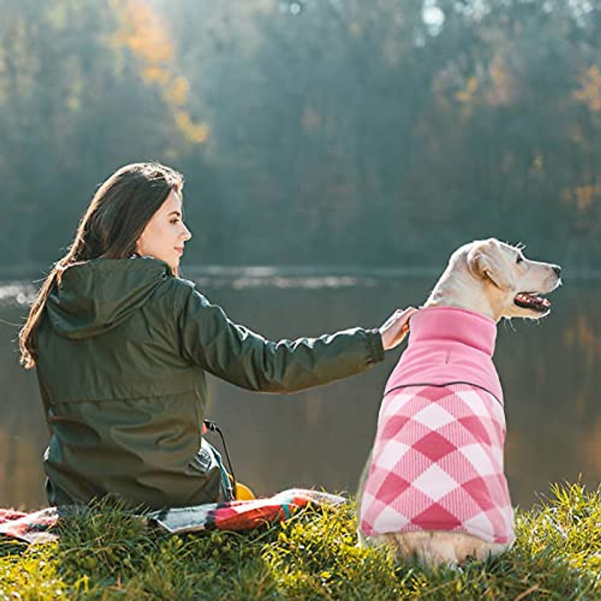 Kuoser Dog Winter Coat, Reversible Cold Weather Dog Jacket, Soft Warm Plaid Dog Coats, Puppy Waterproof Thickened Vest Windproof Outdoor Apparel for Small Medium and Large Dogs