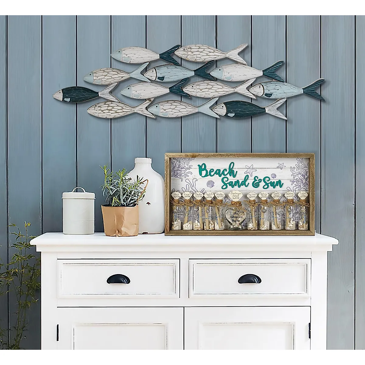 SAILINGSTORY Honeymoon Sand Jar Keepsake Shadow Box Beach Memory Coastal Decor Wedding Gift Adventure Archive Box Seashell Holder