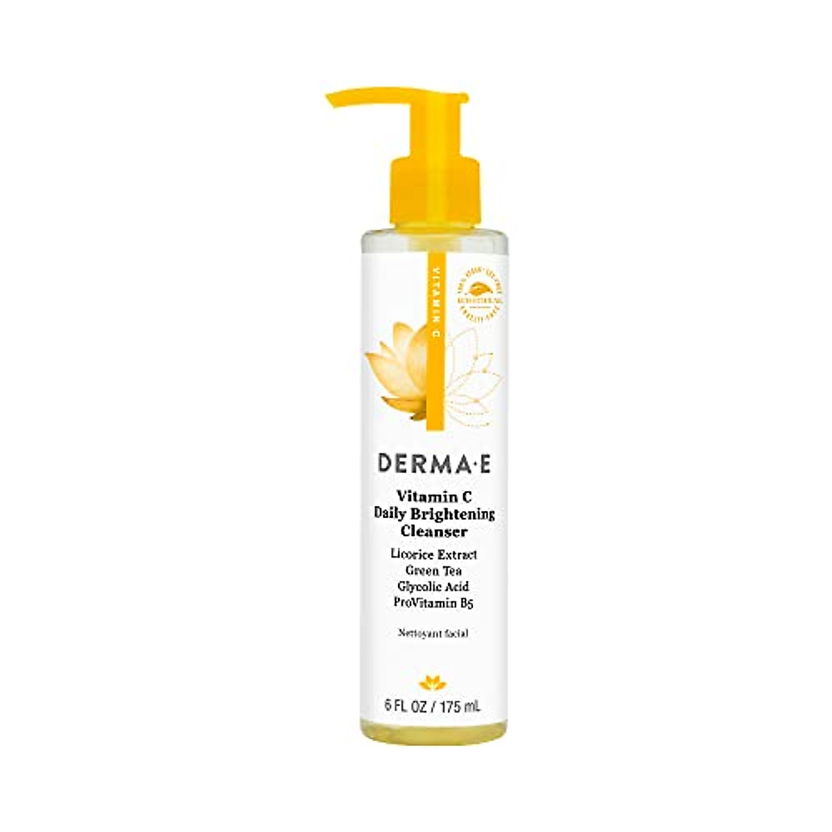 DERMA-E Vitamin C Cleanser - Daily Brightening Cleanser – Hydrating Face Wash to Even Out Skin Tone – Moisturizing Face Cleanser for a Radiant Glow, 6 fl oz