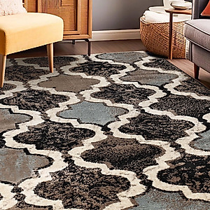 Superior Indoor Large Area Rug, Jute Backed, Perfect for Living/Dining Room, Bedroom, Office, Kitchen, Entryway, Modern Geometric Trellis Floor Decor, Viking Collection, 5' x 8', Chocolate