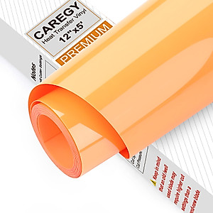 CAREGY Heat Transfer Vinyl White Iron on Vinyl-12"x 45Ft HTV Vinyl Roll Easy to Cut & Weed for Heat Vinyl Design