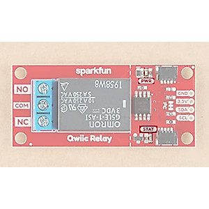SparkFun Qwiic Single Relay-Up to 5.5A at 240VAC Multiple I2C addresses Available Turn on/Off high Power Device from Low Power microcontroller No Soldering Large Power Loads w/Simple I2C Commands