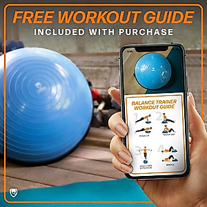 URBNFit Half Balance Ball - Yoga Ball Balance Trainer for Core Stability & Full Body Workout at Home or Gym - Resistance Bands, Pump and Exercise Guide Included - Black