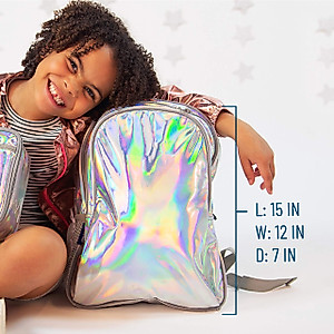 Wildkin 15-Inch Kids Backpack for Boys & Girls, Perfect for Early Elementary, Backpack for Kids Features Padded Back & Adjustable Strap, Ideal for School & Travel Backpacks (Holographic)