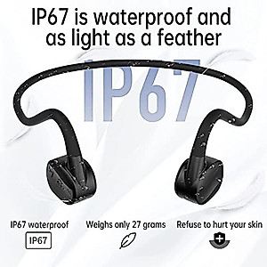 Bone Conduction Headphones, RALYIN MP3 Player, IPX7 Waterproof Headphones with Built-in 8G Memory/Microphone, Open Headphones Wireless Sports Bluetooth Headphones, Suitable for Work, Running, Driving