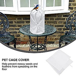 NUOBESTY Bird Cage Cover Shade Cloth Round Dome Cage Cover for Parakeets Lovebirds Budgies Finches Canary Small Bird Cage White