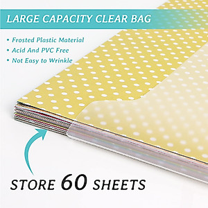 Caydo Wood Paper Storage Organizer with 50 Pieces Scrapbook Paper Storage Organizer and 120 Pieces Sticky Index Tabs for Holding 12 x 12 Inch Scrapbook Paper, Files, Vinyl Paper and Cardstock