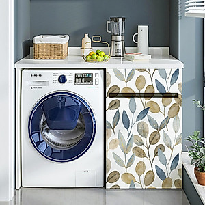 BaoHArtHome Gold Leaf Floral Wallpaper Peel and Stick Wallpaper Blue Contact Paper Removable Vinyl Boho Watercolor Vintage Wall Paper Renter Friendly for Bedroom Wall Mural 17.7in x 6.6ft