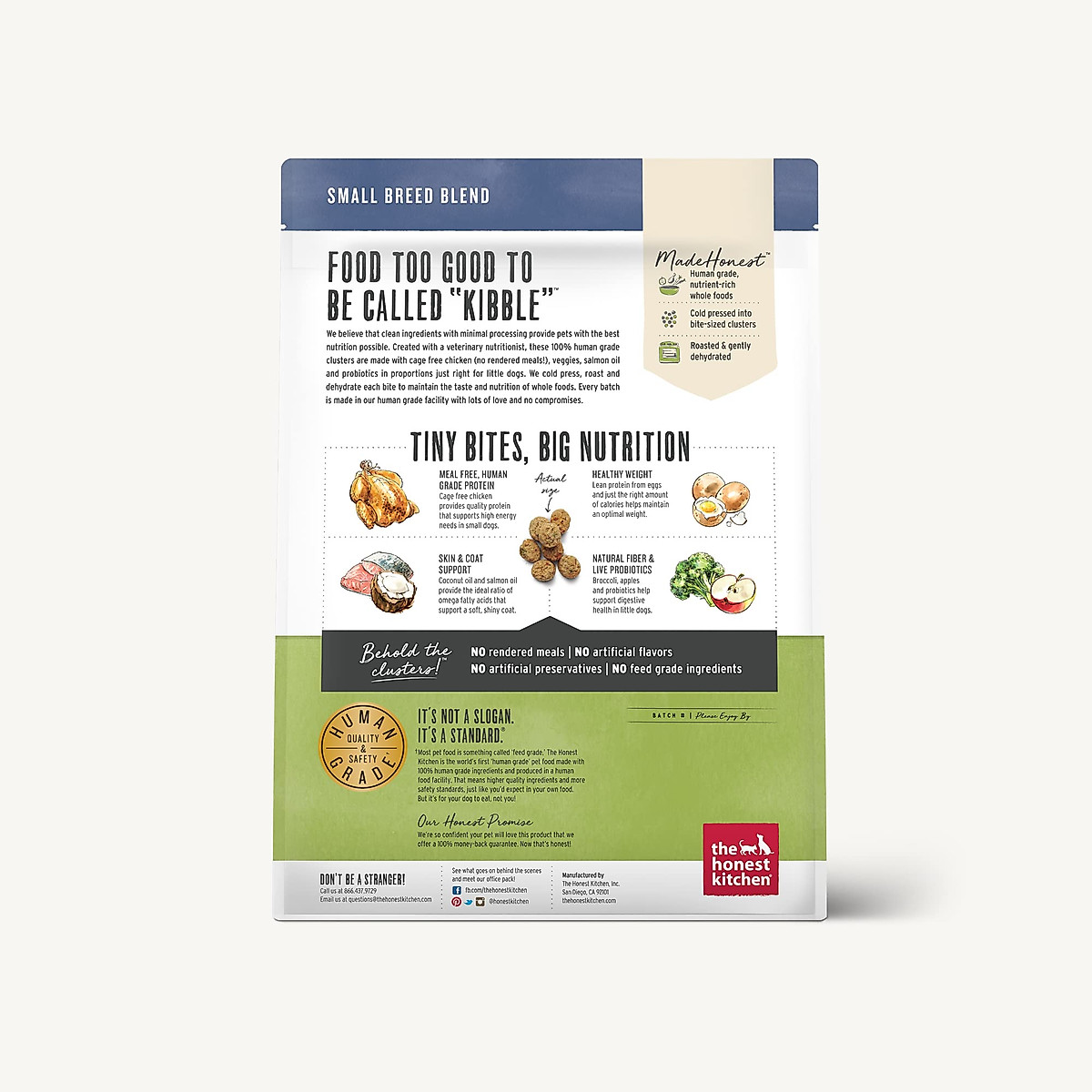 The Honest Kitchen Whole Food Clusters Small Breed Grain Free Chicken Dry Dog Food, 4 lb Bag