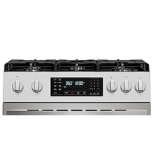 Kenmore Front Control Gas Range Oven with 5 Cooktop Burners, True Convection, Steam and Self Clean, Freestanding Stainless Steel Stove and Oven, 4.8 cu. ft. Capacity