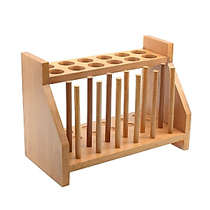 EISCO Wooden Test Tube Rack with 12 Draining Pins - Holds Tubes up to 25mm 9.3" Wide Premium Polished Wood Construction- Eisco Labs