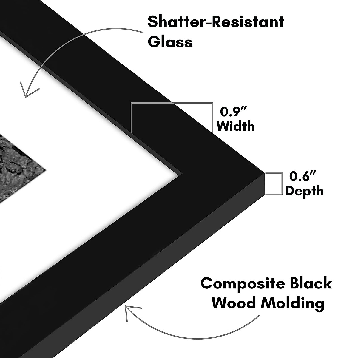 Americanflat 12x16 Picture Frame with Shatter-Resistant Glass - Use as 8x12 Frame with Mat or 12x16 Frame Without Mat - Signature Collection - Photo Frame for Wall Display - Black