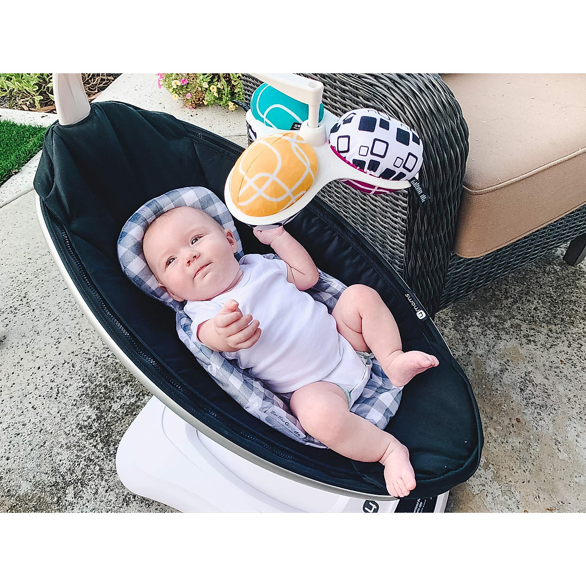 Infant Insert Compatible with 4Moms Mamaroo & Rockaroo – Car Seat Insert 2 Pack – Reversible Infant Car Seat Insert – Soft Plush Minky Car Seat Head Support Insert