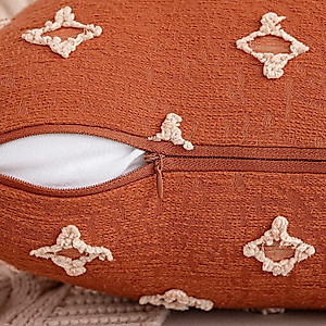 MIULEE Set of 2 Decorative Throw Pillow Covers Rhombic Jacquard Pillowcase Soft Square Cushion Case for Couch Sofa Bed Bedroom Living Room, 20x20 Inch, Burnt Orange