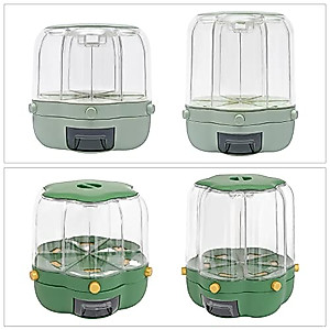 6-Grid Grain Storage Tank, 360° Rotatable Miscellaneous Grains Food Dispenser Grain Storage Box Suitable for All Beans Barley Millet And Other Granular Grains or Pet Food (Large, Light Green)