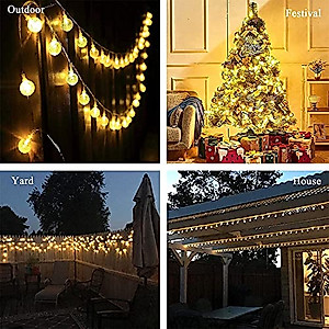 YIQU 49FT 100 LED Fairy String Lights Plug in, Extendable Globe Christmas String Lights Indoor Outdoor with 8 Modes, Fairy Lights for Bedroom Wedding Party Decoration Christmas Garden (Warm White)