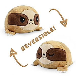 TeeTurtle - The Original Reversible Sloth Plushie - Brown - Cute Sensory Fidget Stuffed Animals That Show Your Mood 3.5 inch