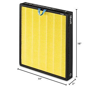 LEVOIT Vital 200S-P Pet Allergy Air Purifier Replacement, Supports HEPA Sleep Mode, 3-In-1 Filter, Efficiency Activated Carbon, Vital200S-RF-PA, 1 Pack, Yellow