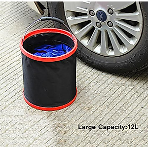 ARISKEY Foldable Water Bucket, 12L/3.1Gallons Collapsible Bucket with Cleaning Towel, Durable(2000D Oxford Cloth) Pop Up Bucket Portable Folding Bucket for Car Washing and Cleaning Camping Fishing
