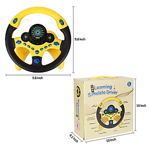 Coherny Simulated Driving Controller Portable Simulated Driving Steering Wheel Copilot Toy Children's Educational Sounding Toy Small Steering Wheel Toy Gift Funny Interactive Driving Wheel with Music