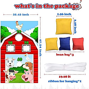 Animals Farm Toss Games Banner Backdrop Background Pig Chicken Goose Farm Theme Favors Supplies Flag Decor for Indoor Outdoor Boys Girls Birthday Party Baby Shower Decorations Photo Booth Props