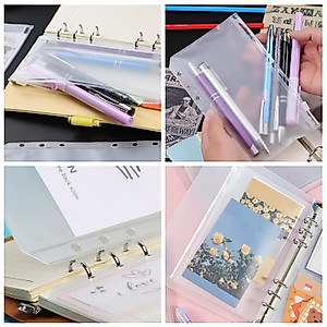 YOTINO 30PCS A6 Size 6 Holes Binder Pockets,Binder Zipper Folders, Waterproof PVC Clear Cash Budget Envelopes Binder Pouches, for 6-Ring Notebook Binder for Cards, Coins, Stamps