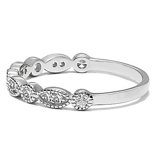 TwoBirch 18k White Gold Microplated Art Deco Floral Design Duo Bridal Ring Set Engagement Ring and Wedding Band with Cubic Zirconia (SET (2 RINGS), Size 7)