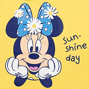 Disney Minnie Mouse Infant Baby Girls Tank Top French Terry Shorts and Scrunchie 3 Piece Outfit Set Yellow Daisies 18 Months