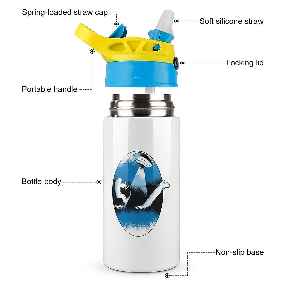 Bigfoot Water Ski with Loch Ness Insulation Water Bottle with Lid Insulated Stainless Steel Tumbler Double Wall Office Home Cup