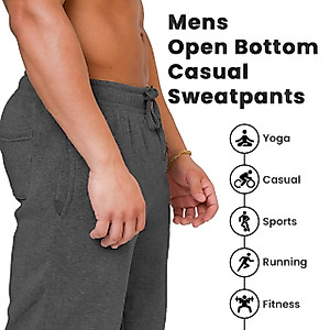 UNIQUE STYLES ASFOOR Elastic Bottom Baggy Sweatpants for Men, Soft Men’s Lounge Pants, Lightweight Men’s Athletic Pants, Fleece Sweat Pants with Pockets, Workout Joggers for Men | Charcoal - Large