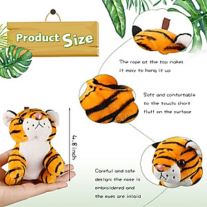 Kasyat 8 Pieces Mini Stuffed Wild Animals Jungle Animal Plush Toys in 4 Inch, Cute Tiger Plush for Animal Themed Parties, Birthday Party, Teacher and Student Achievement Award,Random Colors