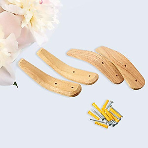 4 Pieces Wooden Coat Hooks Wall-Mounted Natural Wood Wall Hanger Simple Modern V Shape Wall Mount Stor (Wood Color)