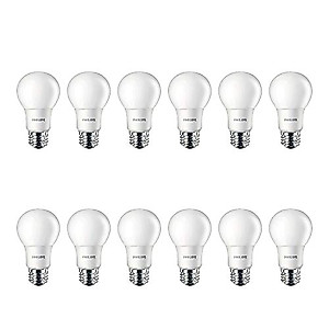 Philips 461798 LED Non-Dimmable A19 Frosted Light Bulb: 800-Lumen, 2700-Kelvin, 8.5-Watt (60-Watt Equivalent), E26 Base, Soft White, 12-Pack