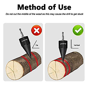 Aceart Firewood Log Drill Bit, 5Pcs Removable Wood Splitter Screw with Round + Hex + Square Shank, 32MM Heavy Duty Drill Screw Cone Driver for Hand Drill Stick