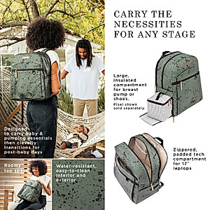 Petunia Pickle Bottom 2-in-1 Provisions Backpack | Designed for Busy Parents | Spacious Main Compartment for Carrying Essentials | Olive Ink Blot