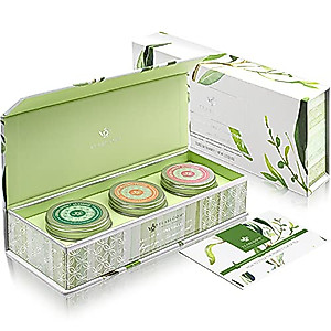 Teabloom USDA Certified Organic Loose Leaf Green Tea Trio Box -Green Sweet Jasmine, Minted Mango Peach, and Green Cherry Blossom - Radiant Greens Collection