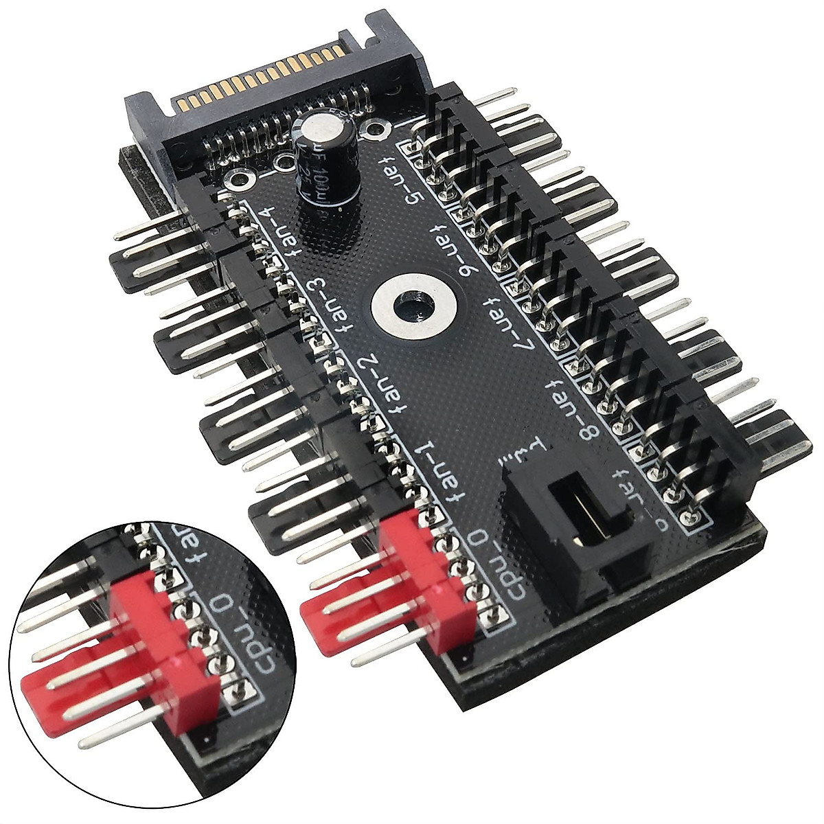 LRONG 1PC PC Chassis Fan Hub CPU Cooling HUB Fan PWM Hub SATA Controller Speed Controller