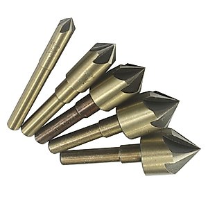 82 Degree Heavy Duty Industrial High Speed Steel Countersink Drill Bit Set and Deburring Tool Set,5 Pieces