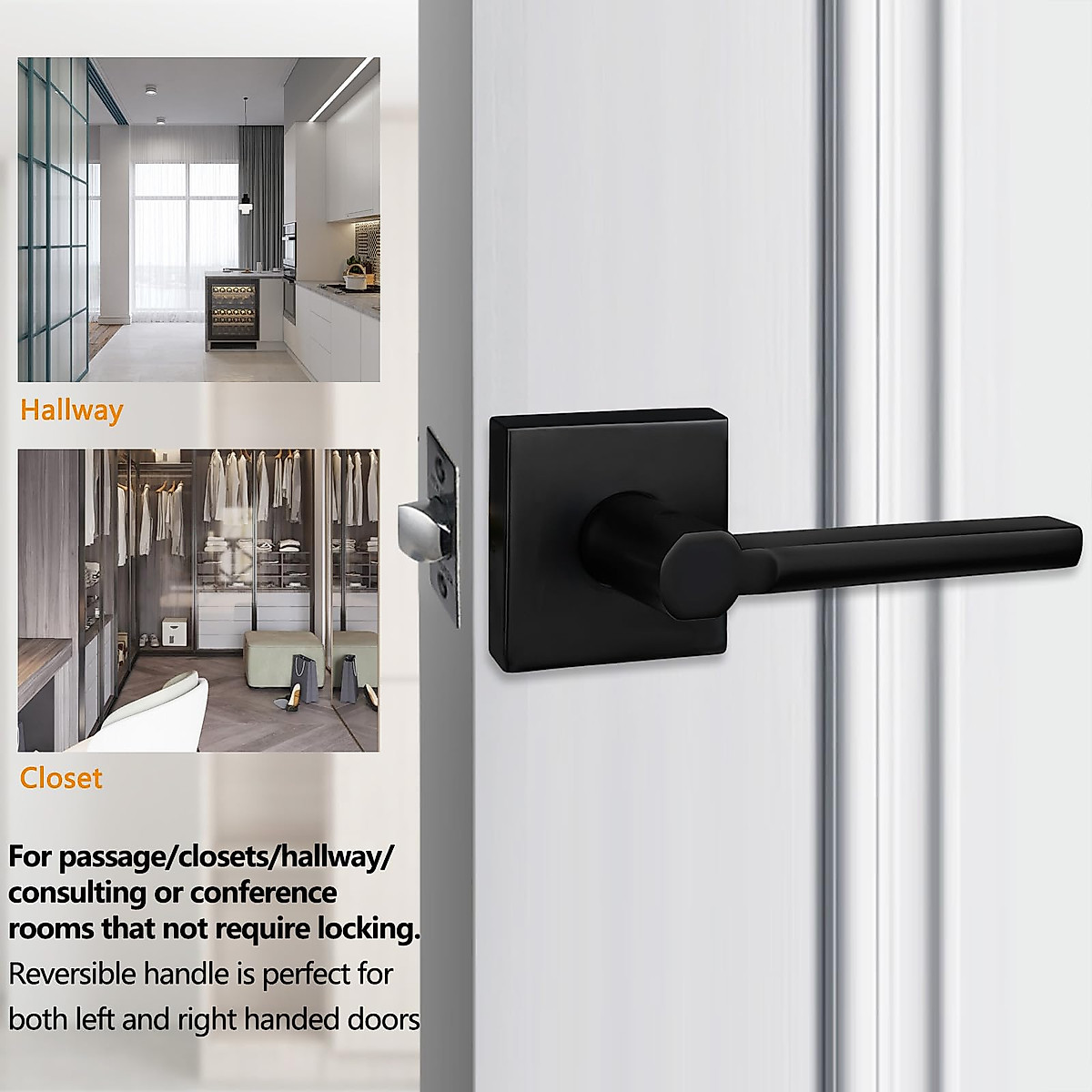 NEWBANG (5Pack) Hall/Closet Lever Handle Lock in Aged Matt Black- Door Lock Handle in Matt Black for Passage Door,HD1601-DB-PS-5P