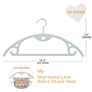 ManGotree Velvet Hangers with Cascade Hole, Non-Slip Rounded Clothes Hangers, Sturdy Felt Hangers, Space-Saving Suit Hangers for Sweaters, Pants, Dresses, Skirts, Coats (50 Pack, Blue)