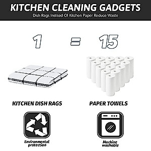 Nialnant 8 Pack Kitchen Dish Rags,100% Cotton Dish Cloths for Washing Dishes,Quick Drying Kitchen Towels,12x12 Inches,Black Plaid