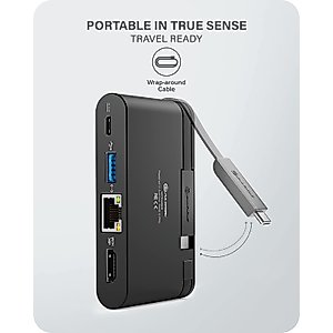 ALOGIC USB C Hub, 100W Laptop Charging, 4K HDMI, Gigabit Ethernet, USB A, USB C, Travel Dock, Compatible with Compatible with MacBook, Surface laptops, XPS and More(Thunderbolt 3 Compatible)