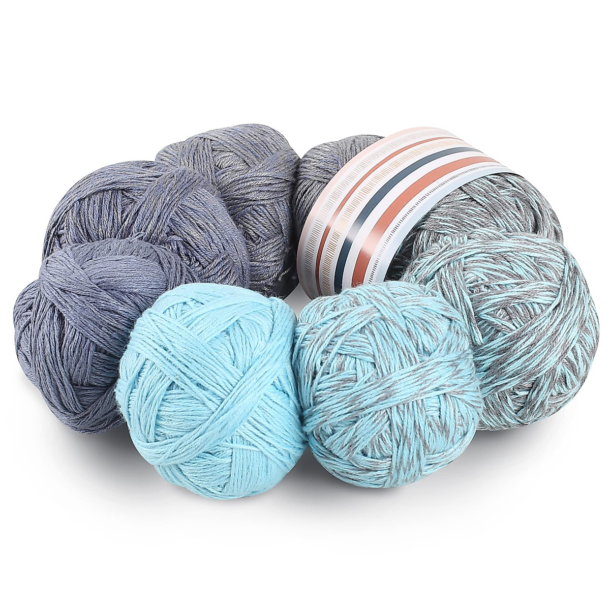 8 Balls La Mia Crown Yarn, Total 7.05 Oz (200 gr), Each 0.88 Oz (25 gr), 800 mt (874 yds), Knitting and Crocheting, 50% Cotton and 50% Acrylic, 2 Weight Fine Yarn, Blue L904
