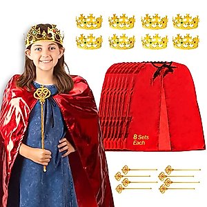 Tigerdoe King Party Set for Children- 24 pc Set- Royal King Costume Set for Kids- Dress Up for Pretend Play- Child Role Play- Costume Accessories