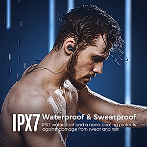 Lakukom Bluetooth Headphones, Deep Bass Wireless Running Headphones w/16 Hrs Playtime, Bluetooth Earbuds in-Ear w/Earhooks, IPX7 Waterproof Sports Earphones with Microphone for Calls