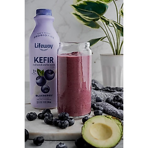 Lifeway Low Fat Kefir - 10g Protein, 12 Live Active Probiotic Cultures, Up to 99% Lactose Free, Gluten Free – Blueberry, 32 oz