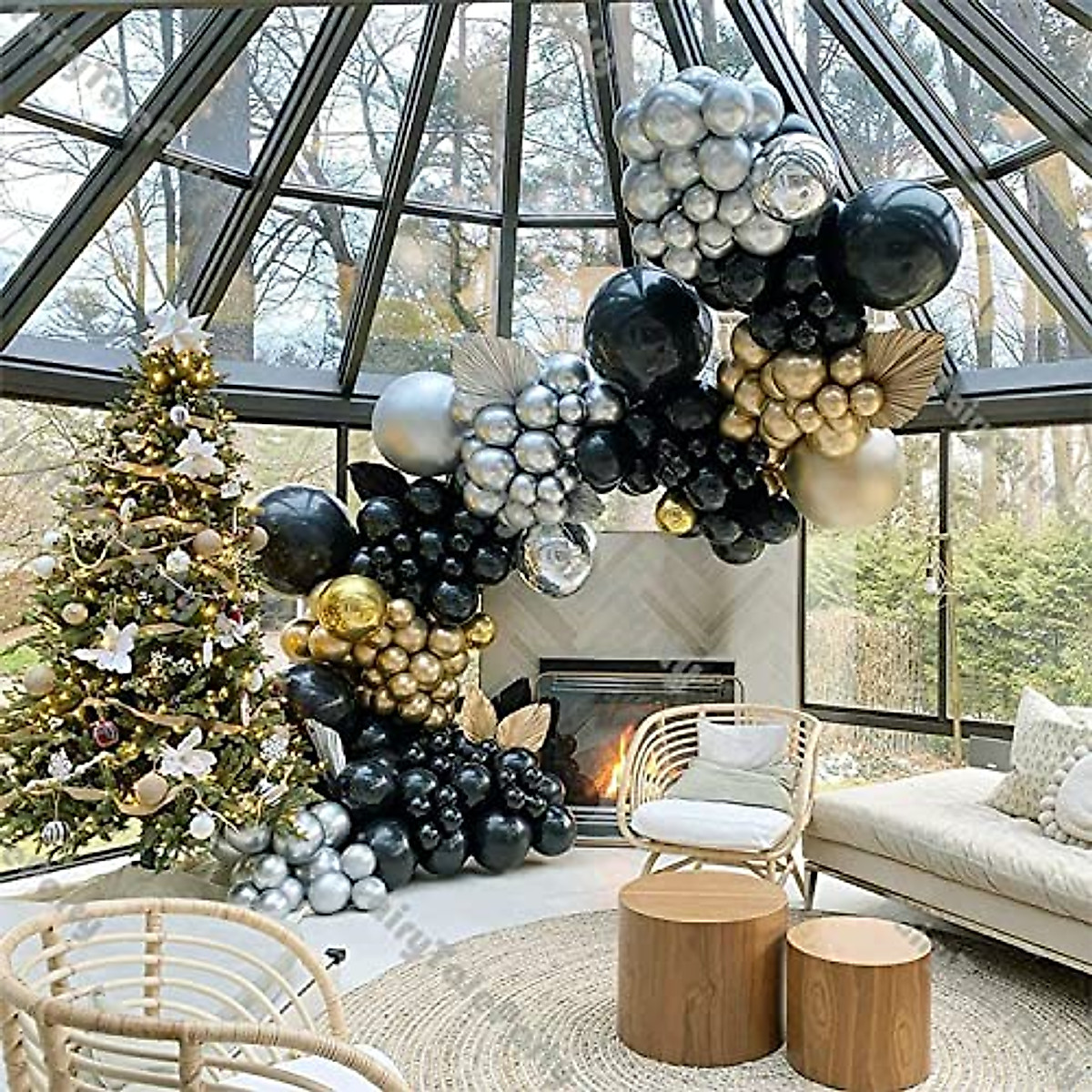 Metallic Silver Balloon Garland Arch Kit 100 Pack 18/12/10/5 Inch Latex Party Balloons Different Sizes Confetti Balloons Chrome Balloon for Engagement Wedding Graduation Christmas Party Decorations