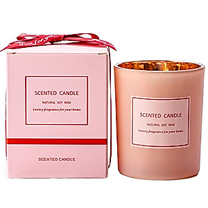 Lavender Scented Candles Pink Jars Soy Candles Aromatherapy Candle Novelty Birthday Gift for Men Candles Funny Candle Gifts with Dry Flower Gifts for Friend Gifts for Woman Girlfriend